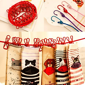 ALINNA Retractable Portable Clothesline, Travel Clothesline with 12 Clothespins for Indoor Laundry Drying, Outdoor Camping Accessories (Purple)