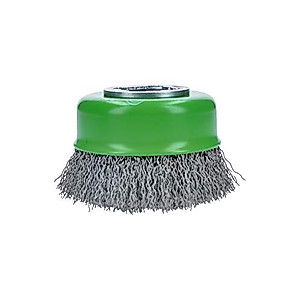 BOSCH WBX319 3 In. X-LOCK Arbor Stainless Steel Crimped Wire Cup Brush For Applications in Removing Weld Scale, Burrs and Corrosion, Preparing Painting Surfaces