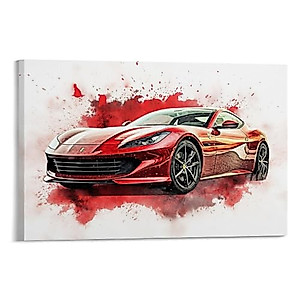 Car Poster Ferrari F40 Supercar Posters Racing Car Canvas Wall Art For Boy's Bedroom SuperCar Wall Decor Frame-style 18x12inch(45x30cm)