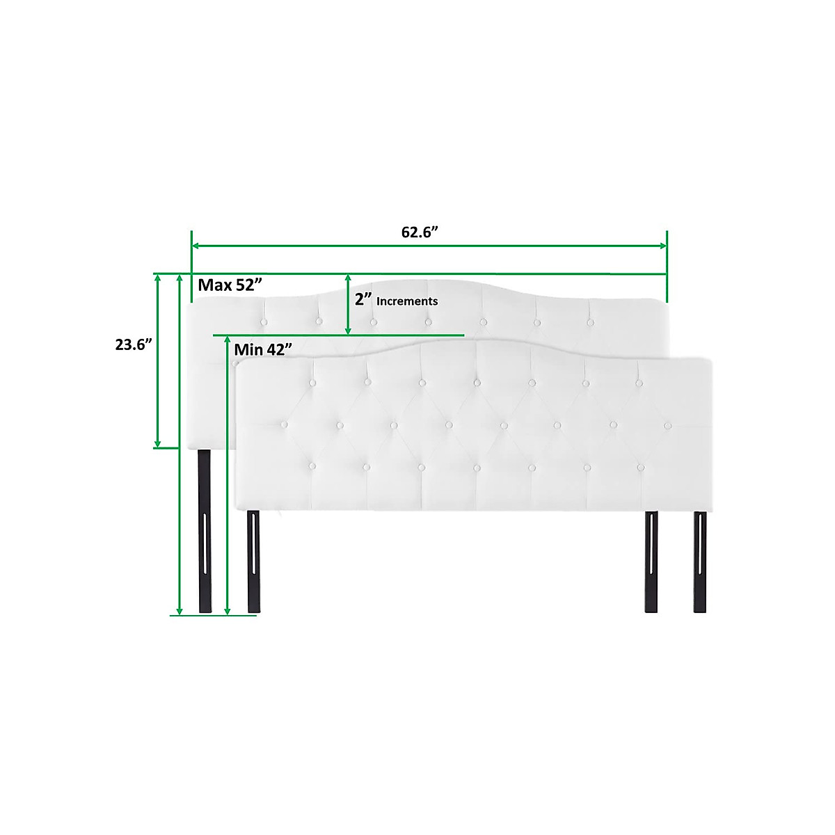Cassandra Headboards for Queen Size Bed, Upholstered Button Tufted Bed Headboard, 12 Adjustable Positions Queen Headboard Only, Wall Mounted Headboard, Bed Backboard Linen Fabric Head Board, White