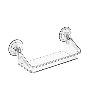 LYZOLICS Shower Caddy Reusable Suction Cup Shelf Clear Bathroom Shower Organizer Drill-Free Strong Suction Shower Shelves Storage Basket for Bathroom (Clear Basket) (4.33inch)