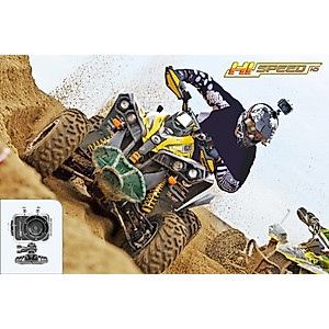 Pyle Hi Speed Sports Action Camera - HD 1080P Mini Camcorder w/ 12 MP Cam, 2.4" Touch Screen USB SD Card HDMI, Battery - Waterproof Case, USB Cable, Wireless Remote Control, Mount PSCHD60BK (Black)