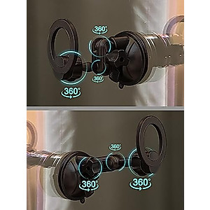 Karmus Magnetic Shower Phone Holder, Dual 360° Adjustable Suction Cup Cell Phone Mount for Bathroom Mirror Kitchen Gym Desk Wall Windshield, Phone Stand for iPhone 14 13 12, Magsafe, All Mobile