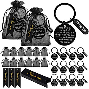 Yinkin 72 Pcs Employee Appreciation Gifts Bulk Thank You Gifts Organza Bags with Thank You Cards for Coworkers Staff Favors(Black)