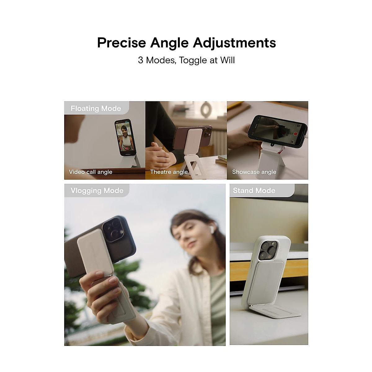 MOFT Phone Tripod Stand Compatible with iPhone 15/14/13/12 Series, Angle Adjustment & Strong Magnets & MagSafe Compatible MOVAS Invisible Selfie Stick Tripod, Misty Cove