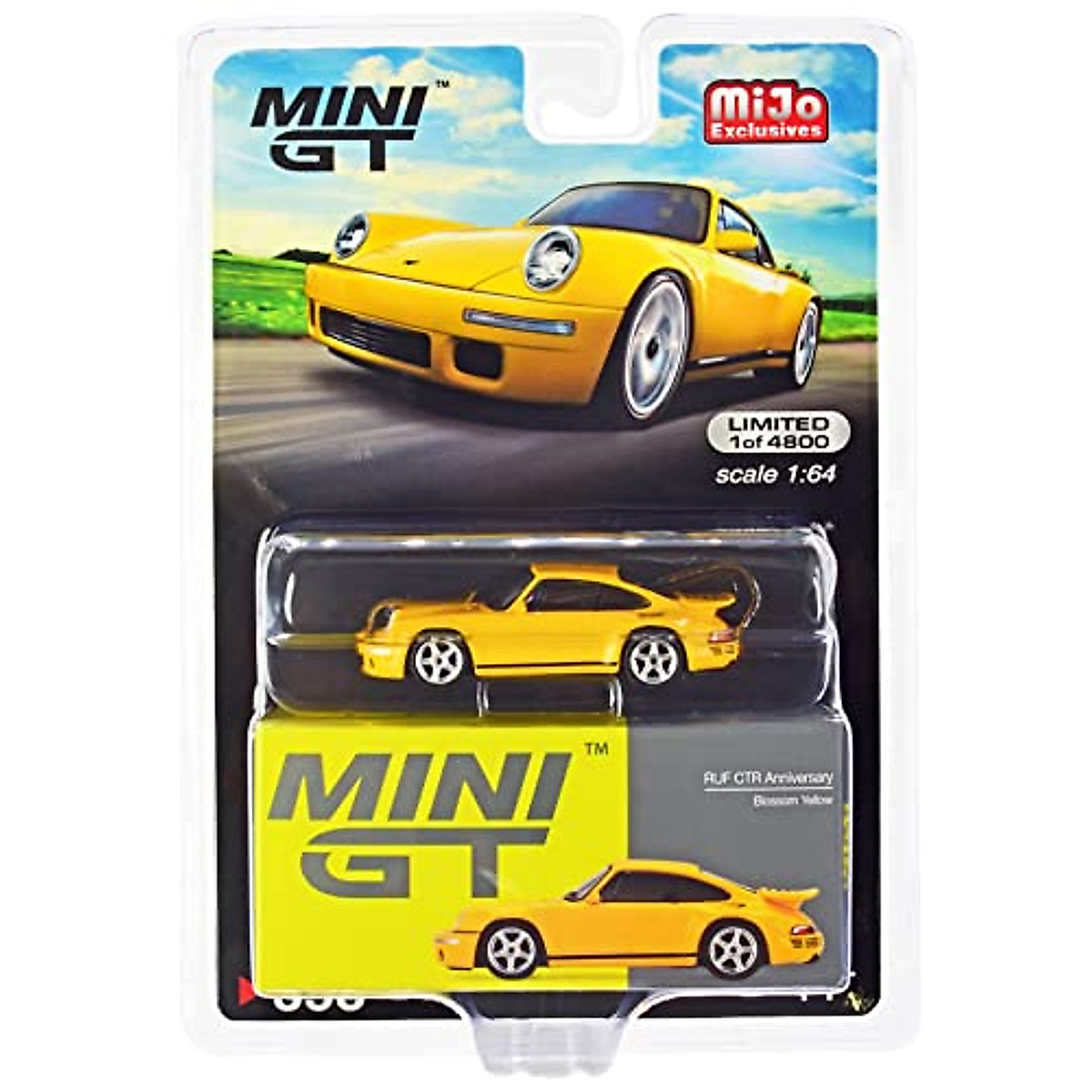 Truescale Miniatures RUF CTR Anniversary Blossom Yellow w/Black Stripes Limited Edition to 4800 Pieces Worldwide 1/64 Diecast Model Car by True Scale Miniatures MGT00358