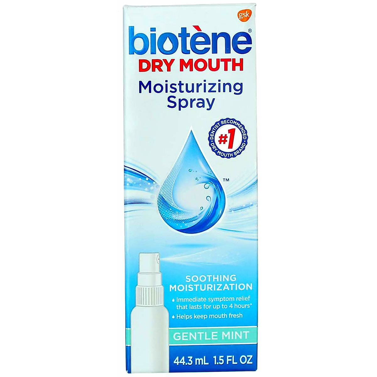 Biotene Moisturizing Mouth Spray Gentle Mint, 1.5 FL OZ ,2 Pack