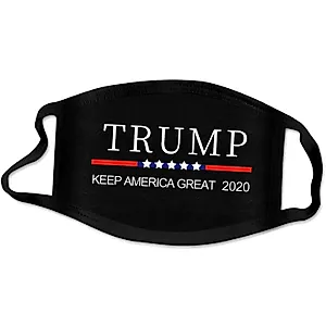 (2-Pack) Donald Trump Face Mask or Face Shield, Black Keep America Great 2020 (Pack of 2)