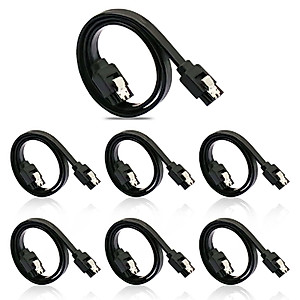 DaFuRui 12-Pack SATA III Cable，SATA III 6.0 Gbps Data Cable Straight Black with Locking Latch 16 Inches SATA Cable Pack for HDD、SSD、CD and DVD Drives