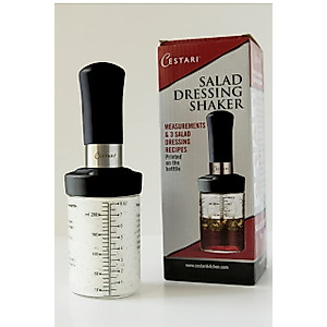 Glass Salad Dressing Bottle: Premium Borosilicate Salad Dressing Shaker with Mixer Insert • Leak Proof Salad Dressing Blender and Dispenser with Measurements and Recipes • Reusable Vinaigrette Cruet