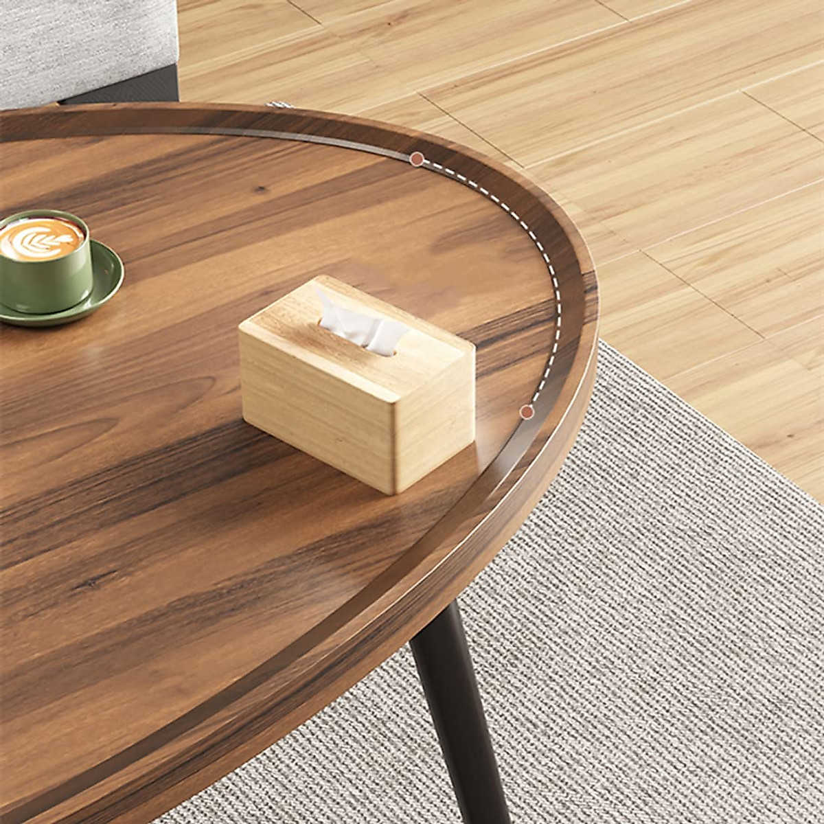 ANS_HOME Wooden Oval Coffee Table Rustic Coffee Table Mid-Century Modern Oval Sofa Table Nesting Tables Center Table for Living Room Bedroom Office Furniture Easy Assembly (31.5")