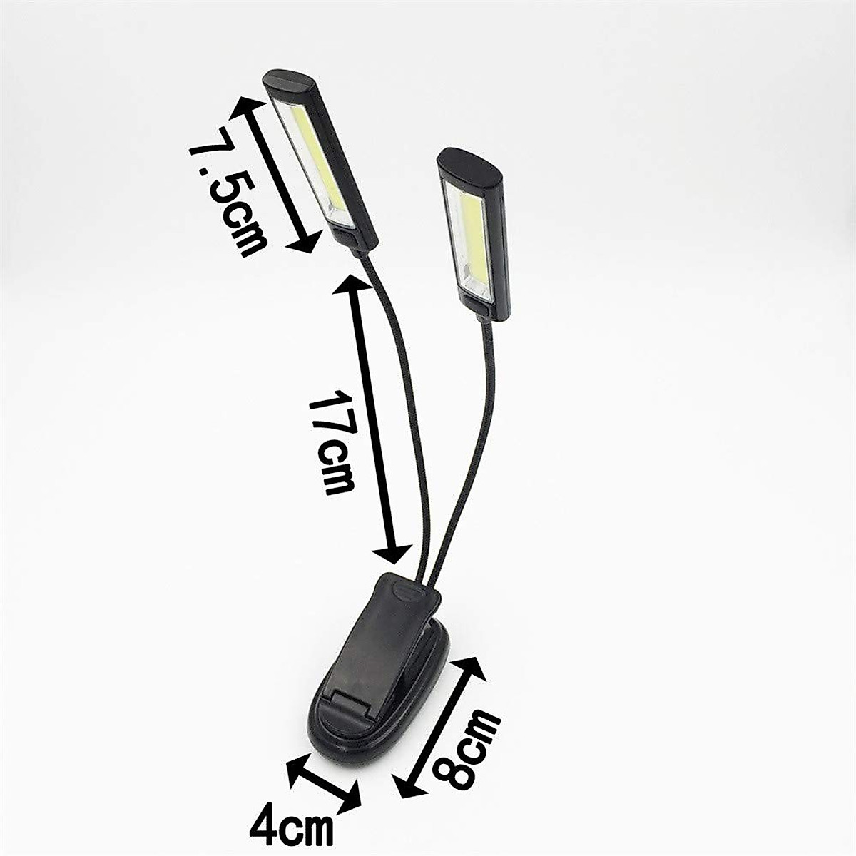 Toxz Mini Portable LED Double Arms Desk Table Lamp with Flexible Clip,Battery/USB Powered,Reading Book Light,Adjustable Brightness,Protect Eyes