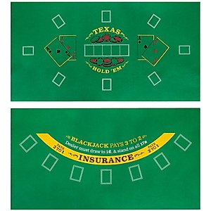 Double-Sided Poker Table & Blackjack Casino Mini Felt | Convenient, Space-Saving 36" x 18" Roll-up Casino Gambling Tabletop Mat | Smooth 2mm for Coffee Table Texas Hold 'Em & Blackjack Card Games