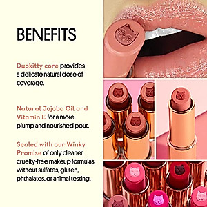 Winky Lux Purrfect Pout Lipstick, Semi Sheer Creamy Lipstick With Jojoba Oil and Vitamin E, Subtle Nude Natural Lipstick, Pawsh