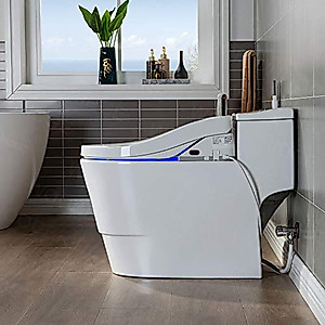 WOODBRIDGE White Luxury, Elongated One Piece Advanced Bidet, Smart Toilet Seat with Temperature Controlled Wash Functions and Air Dryer T-0737