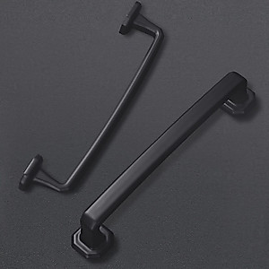 Estmoon 10 Pack Cabinet Handles Black, 5 Inch(128mm) Hole Centers Solid Cabinet Pulls Matte Black Unique Arch Drawer Pulls Cabinet Hardware, Kitchen Cabinet Handles for Cabinets Drawers Cupboards