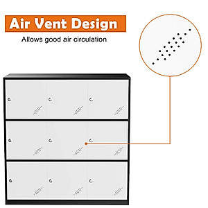 Bonnlo Office Storage Lockers, Metal Locker Storage Cabinet with Doors, Individualized Lockers with 9 Ventilated Doors for Public or Temporary Storage Space, Dorm, Garage, Gym, Locker Room