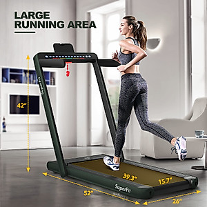 Sporfit 2 in 1 Folding Treadmill,Portable Installation-Free Treadmill with Bluetooth Speaker, Remote Control, APP Control and LED Display, Walking Jogging for Home Office Use, Green
