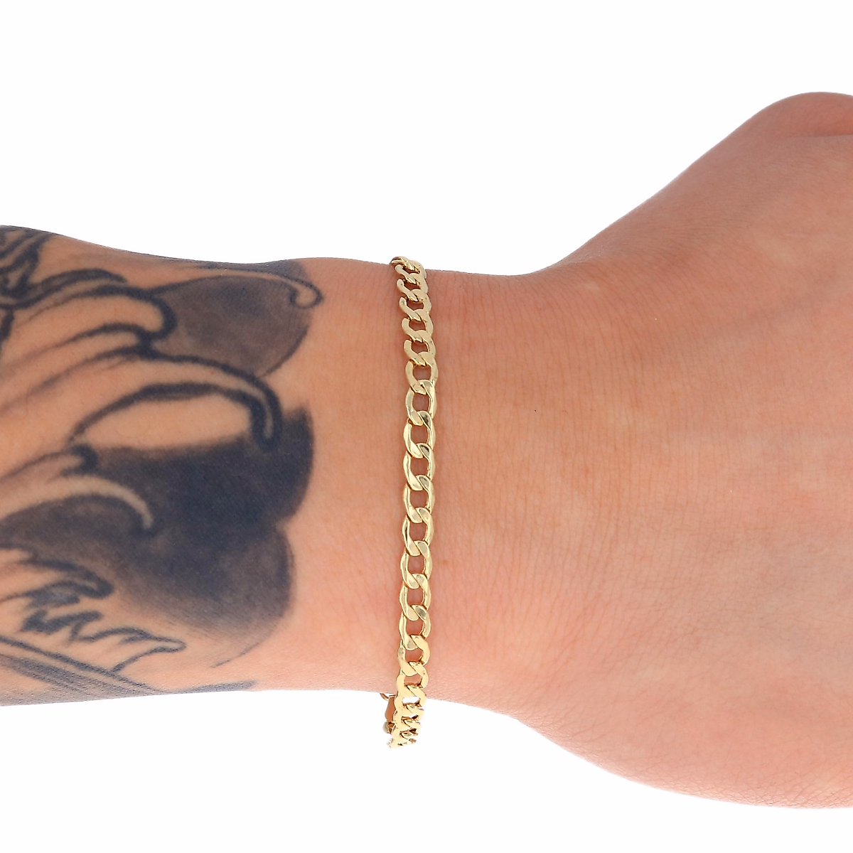 Nuragold 14k Yellow Gold 4.5mm Cuban Curb Link Chain Bracelet, Mens Womens Jewelry 7" 7.5" 8" 8.5" 9"