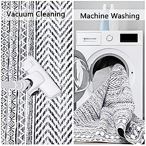 RUGSREAL Machine Washable Area Rug Boho Rug for Living Room Low Pile Non-Slip Rug Stain Resistant Area Rug for Bedroom Home Office, 8' x 10'