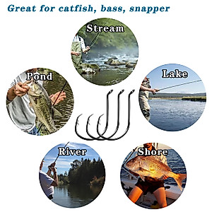 Circle Hooks Catfish Saltwater Fishing Hooks Assortment 2X Strong High Carbon Steel Offset Hooks Octopus Hooks Fishing Clips Kit for Catfishing Freshwater Saltwater (155pcs Kit)