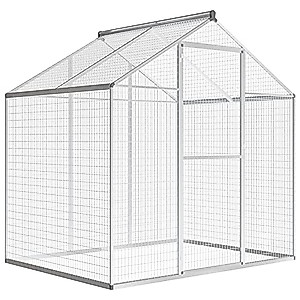 Festnight Outdoor Aluminum Bird Cage Large Parrot Cockatiel Macare Finch Walk in Aviary Heavy Duty Wire Mesh Flight Protect 70.1 x 48 x 76.4 Inches (L x W x H)