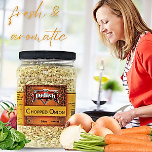 Dried Chopped Onion by It’s Delish, 28 Oz Jumbo Reusable Container – All Natural Dehydrated Onion Flakes | Delicious & Fresh Onions Taste – No Preservatives, Certified Kosher