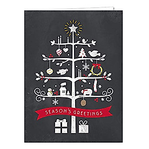 Celebrate the Season Chalkboard Christmas Card Assortment Pack / 25 Greeting Cards Set / 5 Holiday Designs Versed Inside With White Envelopes