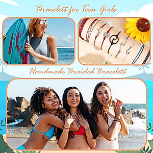 HUASAI Vsco String Bracelets for Teen Girls Women Waterproof Boho Rope Bracelets Wave Surfer Bracelets Summer Beach Anklets