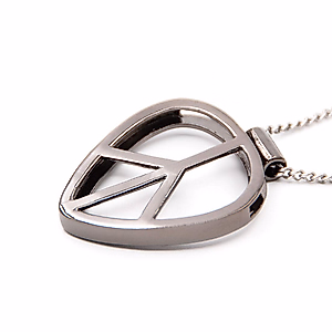 PICKRING Peace shape Guitar Pick Holder Necklace/Guitar Picks Keeper Storage Pendant Necklace Musicians Gifts (Metal Black)