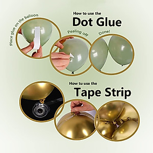 Sage Green Birthday Decorations, Olive Green and White Gold Party Balloons, Happy Birthday Banner, Sash, Circle Dots Garland, Pompoms, Paper Tassels for Women Men Girls Boys Birthday Decor