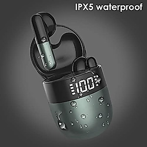 Wireless Touch Earbuds with Active Noise Cancellation Bluetooth 5.0 Sport 3D Stereo Built-in Microphone,Immersive Premium Sound Long Distance Connection Headset with Charging Case (Dark Green),J28