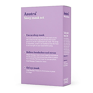 ASUTRA Silk Eye Pillow for Sleep, Black - Filled w/Lavender Buds & Flax Seeds, Weighted Eye Mask, Meditation & Light Blocking Blindfold, Cooling Gel Mask Included