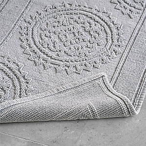 Jean Pierre New York Cotton StoneWash Medallion 17x24 in. Bath Rug, Gray