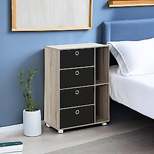 FURINNO Andrey Multipurpose Storage Cabinet, French Oak Grey/Black