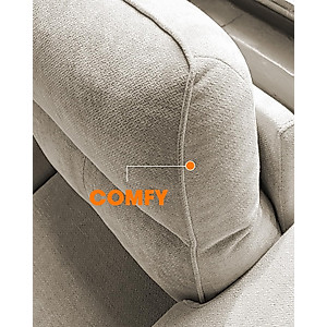 71.25" Modern Sofa Couch for Living Room, Deep Seat Sleeper Sofa with 8”Cushion, Comfy 2-Seater Chenille Loveseat Sofa with Convertible Armrest, Removable Sofa Cover, High Leg (Beige)