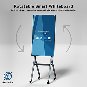 Smart Board, TIBURN Flip Hub 55 S1-C Rotating Adaptive Nano Capacitive Electronic Whiteboard, Interactive Touch Screen Computer with Auto Framing Camera (Including Removable Rotating Stand)