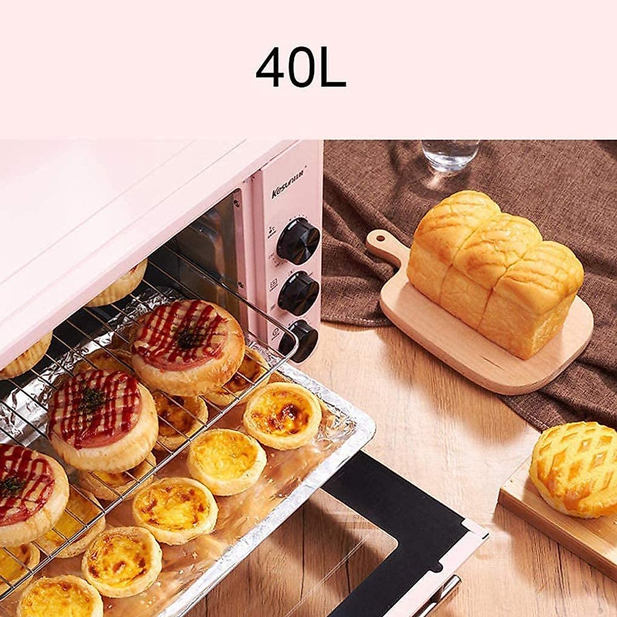 40L Mini Oven,Adjustable Temperature 0-230℃ and 60 Minutes Timer Five-Layer Baking Position Multi-Function Electric Oven (Blue) (Blue)