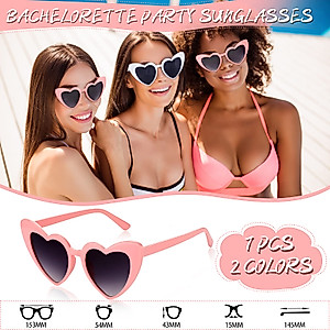 Flutesan 7 Bachelorette Sunglasses Heart Shaped 7 Satin Bridesmaid Scrunchies Party Favors Hair Ties for Women Wedding Bridal Shower Gifts Proposal (Rose Gold)