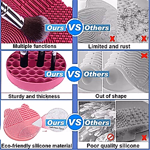 Makeup Brush Cleaning Mat,2 in 1 Makeup Brush Holder for Washing and Holder, Silicone Scrubber Pad for Drying Rack Cosmetic Clean Tools, 1 Pack