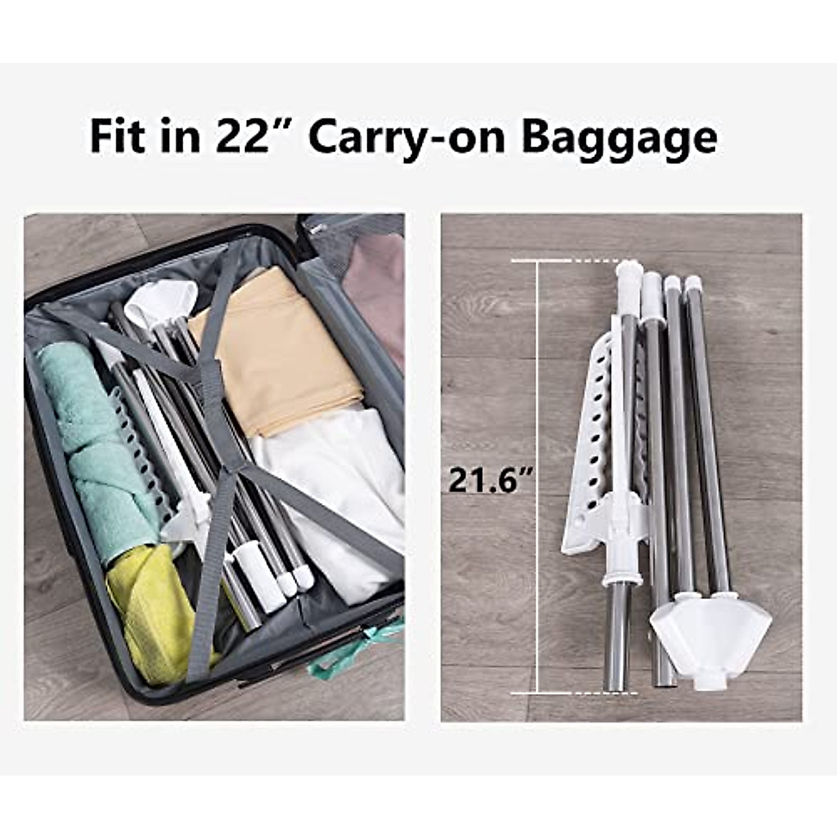 CLESUZ Portable Clothes Rack, Heavy Duty Tripod Foldable Drying Rack Fit in Carry-on Baggage for Home and Travel…