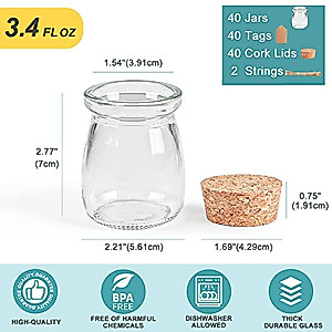Ritayedet 40 Pack Glass Favor Jars with Cork Lid, 3.4 oz Small Glass Bottles for Wedding Favor, Baby Shower, Party Favor, Gift Jars for Candy, Bonus Twine and Labels