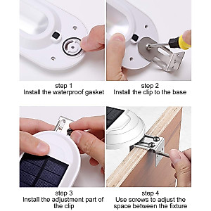 Solar Gutter Lights Outdoor Security Light, Waterproof Wall Sconces Lights Super Bright 18 LED 200 Lumens for Front Door, Wall, Yard, Garage, Garden, Fence, Driveway (White, 2-Pack)