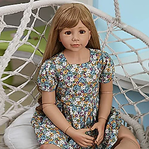 Gaozhi 48 inches Realistic Huge Toddler Reborn Dolls Standing Girl Long Blonde Hair Full Body Silicone Child Mannequin Stand Life Like Doll Girl Model Ball Jointed Doll