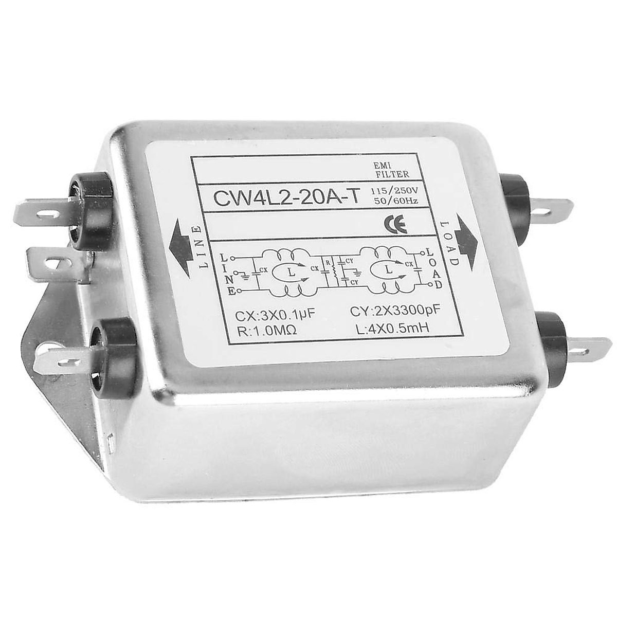 115V/250V Power Line Filter，20A 50/60Hz Power Filter Terminal Power Wire Filter，Power Line EMI Filter Terminal Power Filter Module
