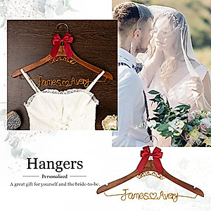 Joyforisa Bridal Hanger with Bow-Knot, Custom Name Wedding Hanger, Personalized Date Bride Hanger, Wooden Hangers for Wedding Dress, Wedding Dress Bridal Gift