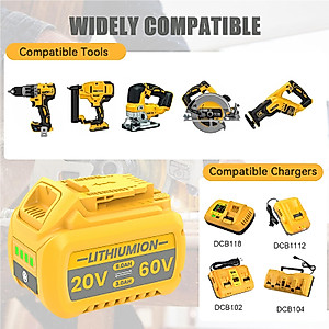 JUNWOOD 2Pack 9.0Ah Replacement for Dewalt 20V 60V Flexvolt Battery Compatible with DCB609 DCB606 DCB612 DCB200 DCB201 DCB203 DCB204 DCB206 DCB207 DCB209