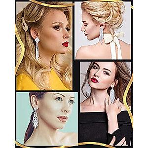 6 Pairs Rhinestone Earrings Chandelier Earrings Women Dangling Crystal Fringe Long Tassel Earrings for Bride Girls Jewelry for Wedding Dinner Party Gift (Stylish Style)