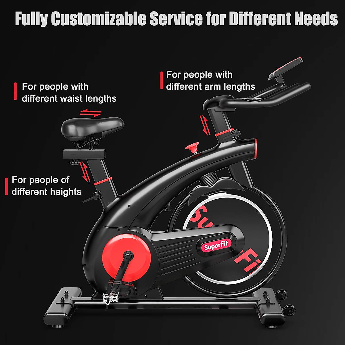 Goplus Indoor Cycling Bike, Upright Stationary Exercise Bicycle with Resistance Adjustment & Heart Rate Monitor, Adjustable Workout Belt Dive Bike for Home/Office/Gym, Black