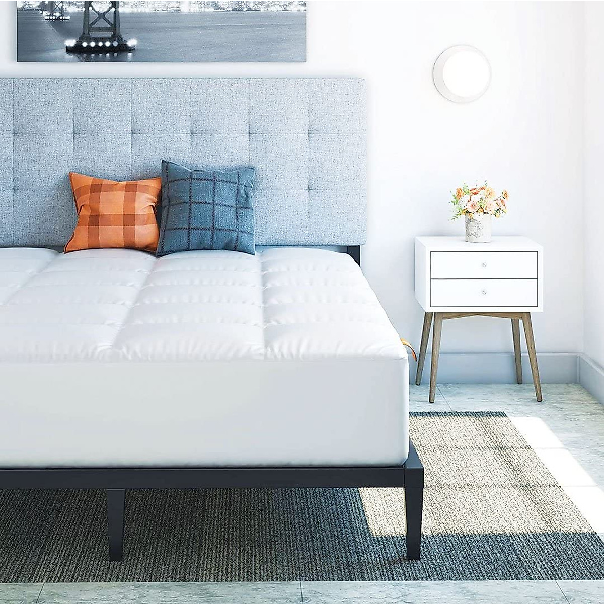 HOSPITOLOGY PRODUCTS Hypoallergenic Mattress Cover- Overstuffed - Deep Pocket - Goose Down Alternative Pillow Top Mattress Topper Queen - 60" W x 80" L